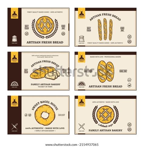 Bakery Labels Packaging Design Templates Baked Stock Vector Royalty
