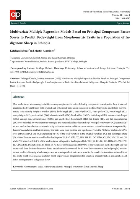 Pdf Multivariate Multiple Regression Models Based On Principal