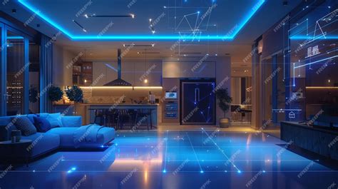 Smart Home Automation Holographic Iot Living Room Premium Ai Generated Image