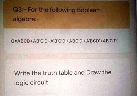 SOLVED Q For The Following Boolean Algebra Q ABCD AB CD A B C D ABC D A BCD AB