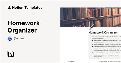 Homework Organizer Template Notion Marketplace