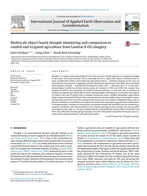 Pdf Multiscale Object Based Drought Monitoring And Comparison In Rainfed And Irrigated