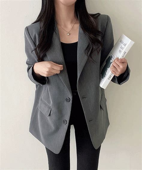 고퀄리티핏보장 베이직 투버튼 오버핏 블레이저 자켓 2color 에이블리