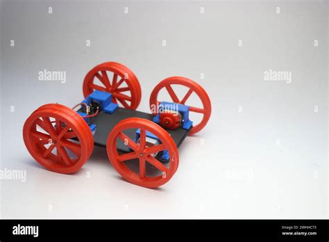 Model Of An Assembled Wheel Movement For A Robotic Car On A White