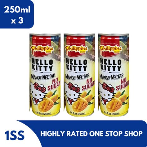 Philippine Brand Hello Kitty Mango Nectar No Sugar 250ml Set Of 3