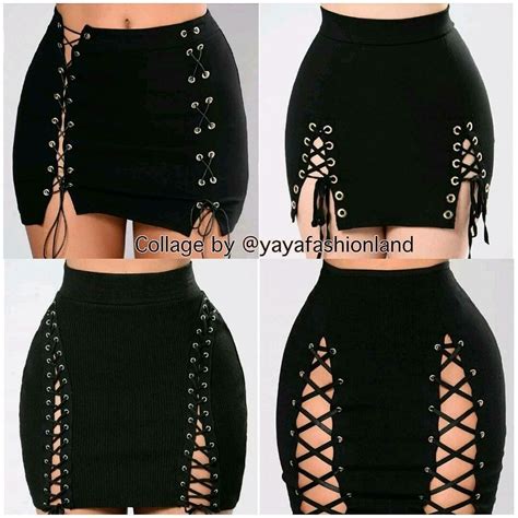 Cheap Fitted Short Cargo Skirt Black Lace Up Skirts Outfits Diy