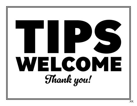 Tip Jar Signs 12 Free Printables Printabulk