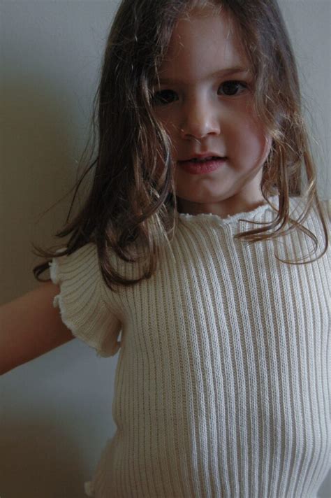 Mini Rib Ruffle Cotton Top Natural Nonna Lietta
