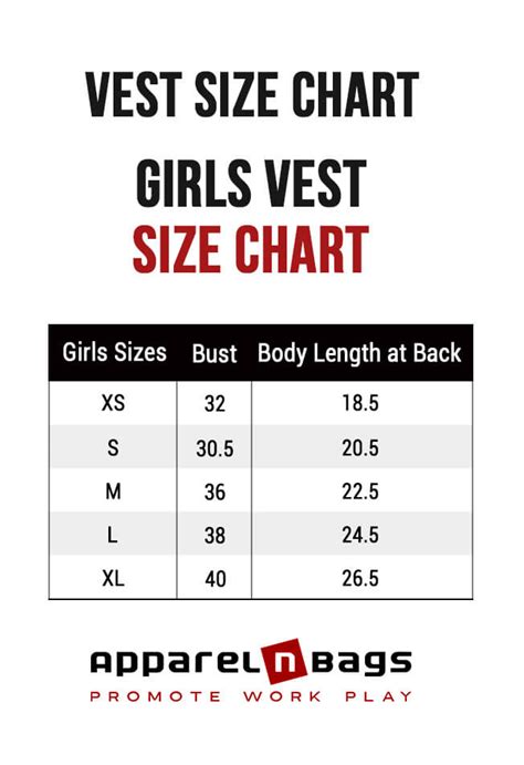 Precise Vest Size Chart And Measurement Guide Apparelnbags