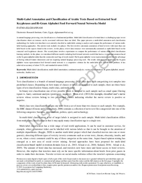 Pdf Multi Label Annotation And Classification Of Arabic Texts Based On Extracted Seed