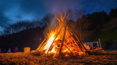 삼림에서 밤에 공중에 막대기로 불 스프링 캠프장에서 모닥불 스탠드를 사용하여 모닥불 고화질 사진 사진 하늘 배경 일러스트 및 사진 무료 다운로드 Pngtree