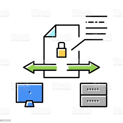 보안 파일 업로드 컴퓨터 서버 색상 아이콘 벡터 일러스트레이션 손가락을 입술에 대기에 대한 스톡 벡터 아트 및 기타 이미지