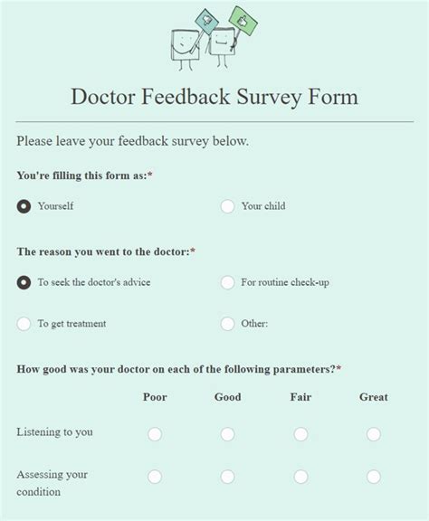 Doctor Feedback Survey Form Template Free 123formbuilder