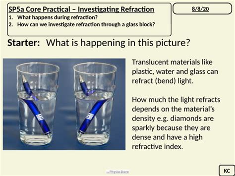 ks4 gcse physics edexcel sp5a core practical investigating refraction