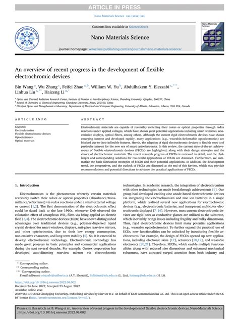 Pdf An Overview Of Recent Progress In The Development Of Flexible