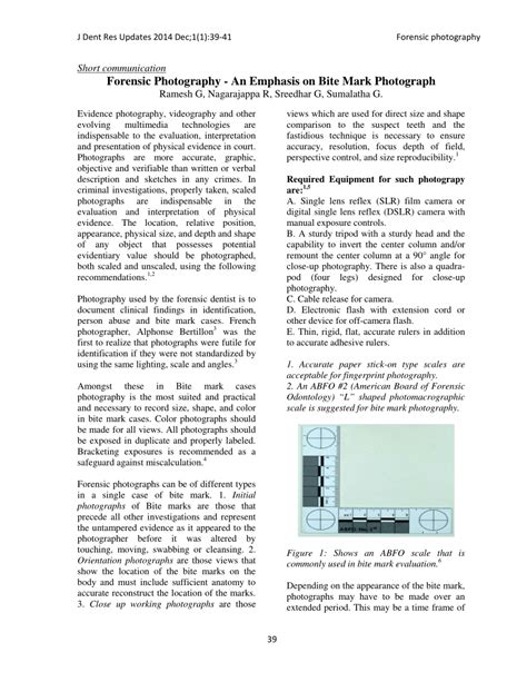 Pdf Forensic Photography An Emphasis On Bite Mark Photograph