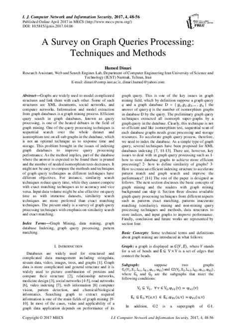Pdf A Survey On Graph Queries Processing Techniques And Methods