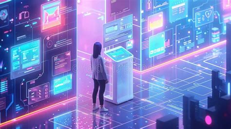 Person Interacting With Futuristic Technology Interface In A High Tech