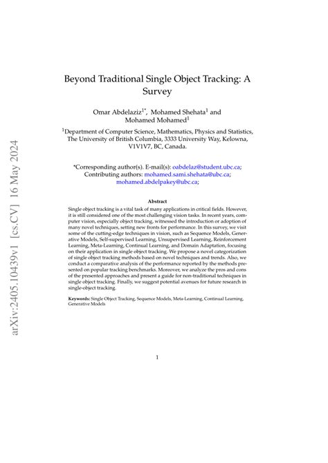 PDF Beyond Traditional Single Object Tracking A Survey