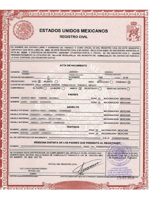 Acta De Nacimiento Pdf