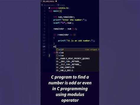 Odd-even program using modulus operator in C || #coding - YouTube
