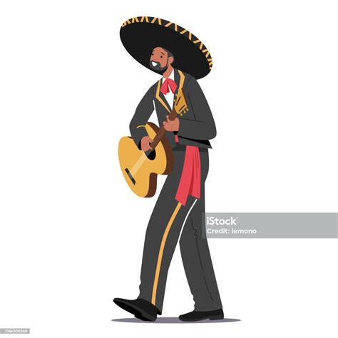 멕시코 뮤지션이 신코 데 마요 페스티벌에서 기타를 연주하는 카니발 공연 마리아치 음악 플레이어 남성 캐릭터 노래 기타 현악기에 대한 스톡 벡터 아트 및 기타 이미지 Istock