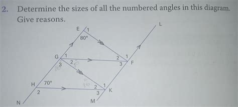 Solved 2 Determine The Sizes Of All The Numbered Angles In This