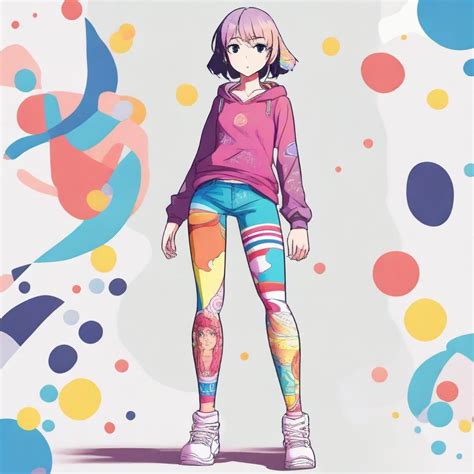 Colorful Spirit Anime Girl In Vibrant Leggings