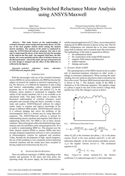 Pdf Understanding Switched Reluctance Motor Analysis Using Ansysmaxwell