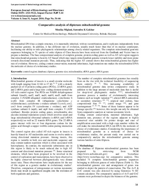 Pdf Comparative Analysis Of Dipterans Mitochondrial Genome