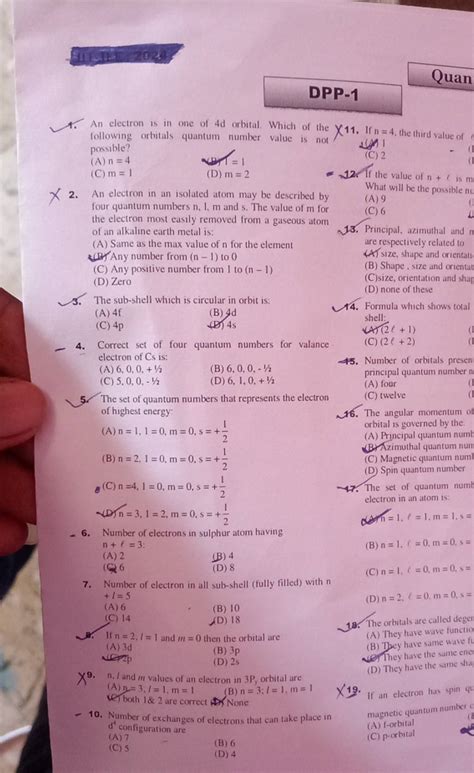 Principal Quantum Number N 5 The Set Of Quantum Numbers That Represents