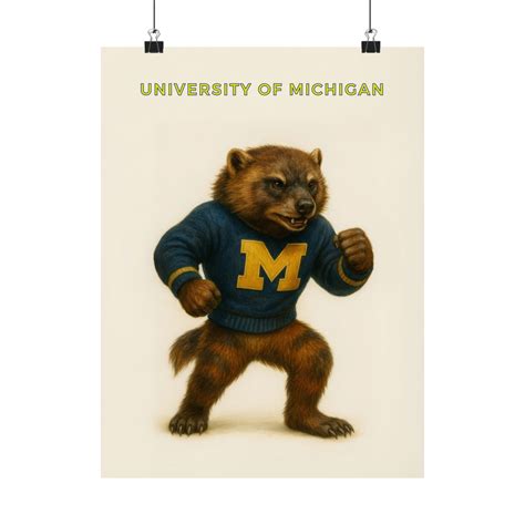 University Of Michigan Mascot Poster Matte Wall Art College Dorm