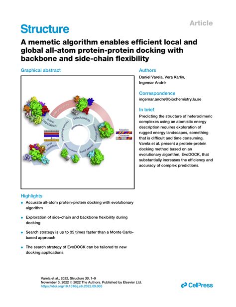 pdf a memetic algorithm enables efficient local and global all atom