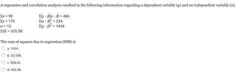 solved a regression and correlation analysis resulted in the