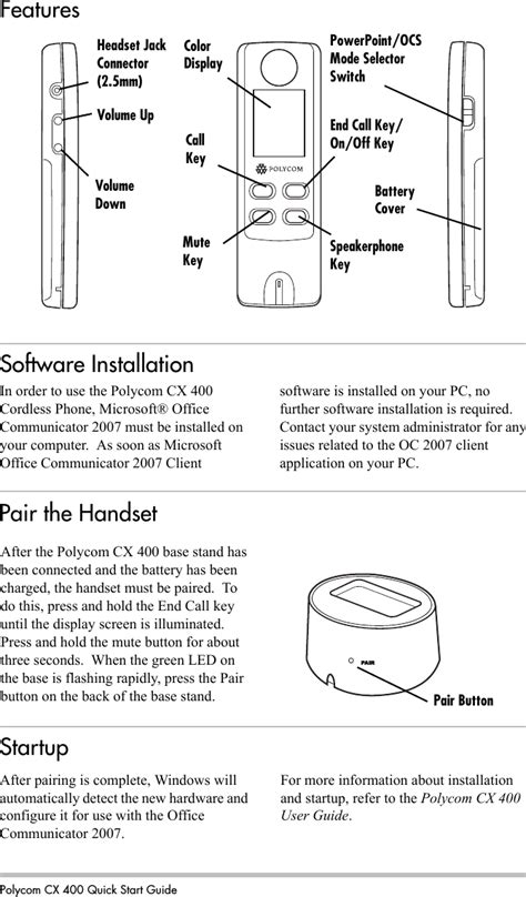 Tatung CX POLYCOM CORDLESS PHONE User Manual Polycom CX Quick Start Guide