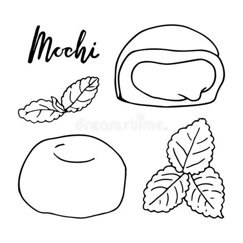 Doodle Set Of Japanese Sweets Hand Drawn Sketch Of Traditional Desserts Vector Illustration On