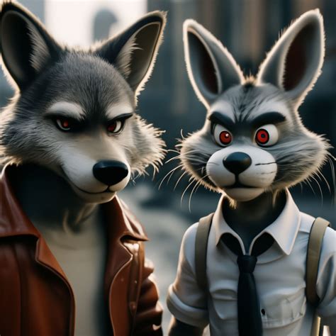 The Wolf And The Hare From Nu Pogodi Realistic High Detail Photography