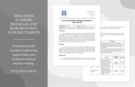 Education Academic Programs And Research Swot Analysis Tempate In Word