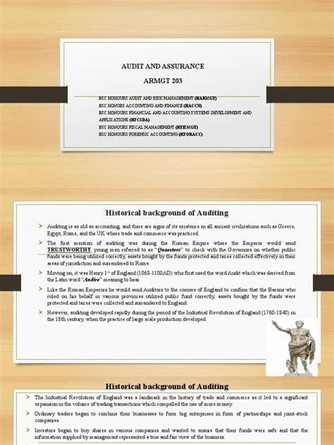 Historical Background Of Auditing Pdf Audit Internal Audit