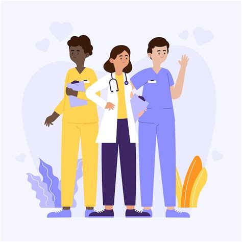 유기 평면 의사와 간호사 그림 무료 벡터