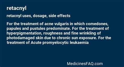 Retacnyl Uses Dosage Side Effects Food Interaction And Faq