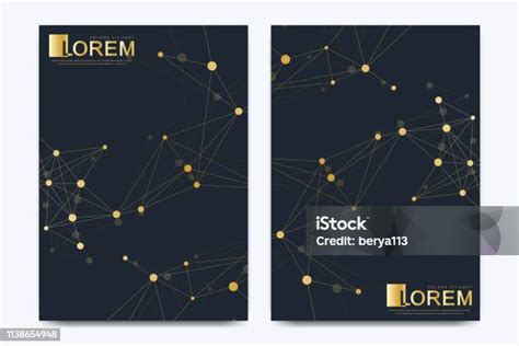 브로셔 리플 렛 전단지 광고 표지 카탈로그 잡지 또는 연례 보고서에 대 한 최신 벡터 템플릿입니다 비즈니스 과학 의료 디자인 과학적인 인공 두뇌 점 라인 신경 총 카드 표면