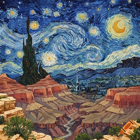 An Impasto Painting In The Style Of Van Goghs Starry Night Depicting
