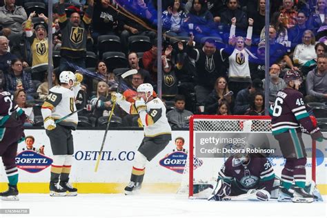 Ivan Barbashev And Jack Eichel Of The Vegas Golden Knights Celebrate