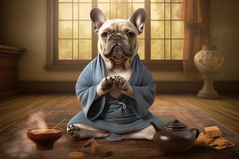 Retrato De Un Perro Humanoide Antropomórfico Vestido En Una Pose