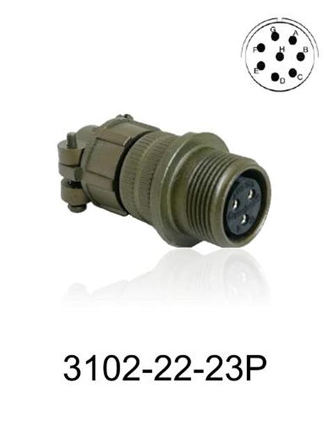 3102 22 23p 3102 Serisi 8 Pinli 12 Amper Askeri Tip Konnektör Erkek