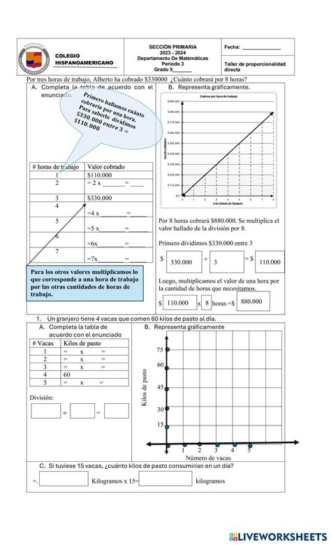 Proporcionalidad Directa Live Worksheets