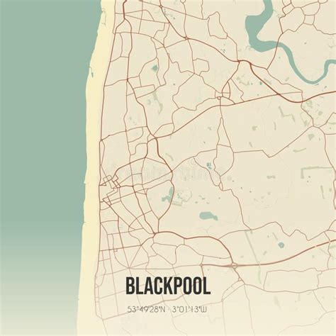 Retro Uk Map Of Blackpool Vintage Street Map Stock Illustration