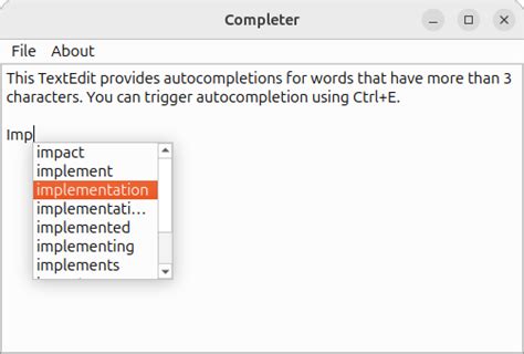 Custom Completer Example Qt Widgets Qt 690