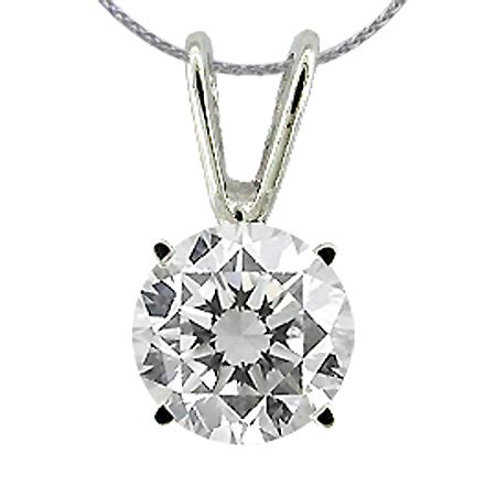 14k White Gold Solitaire Pendant W20 Chain 025 Ct Diamond